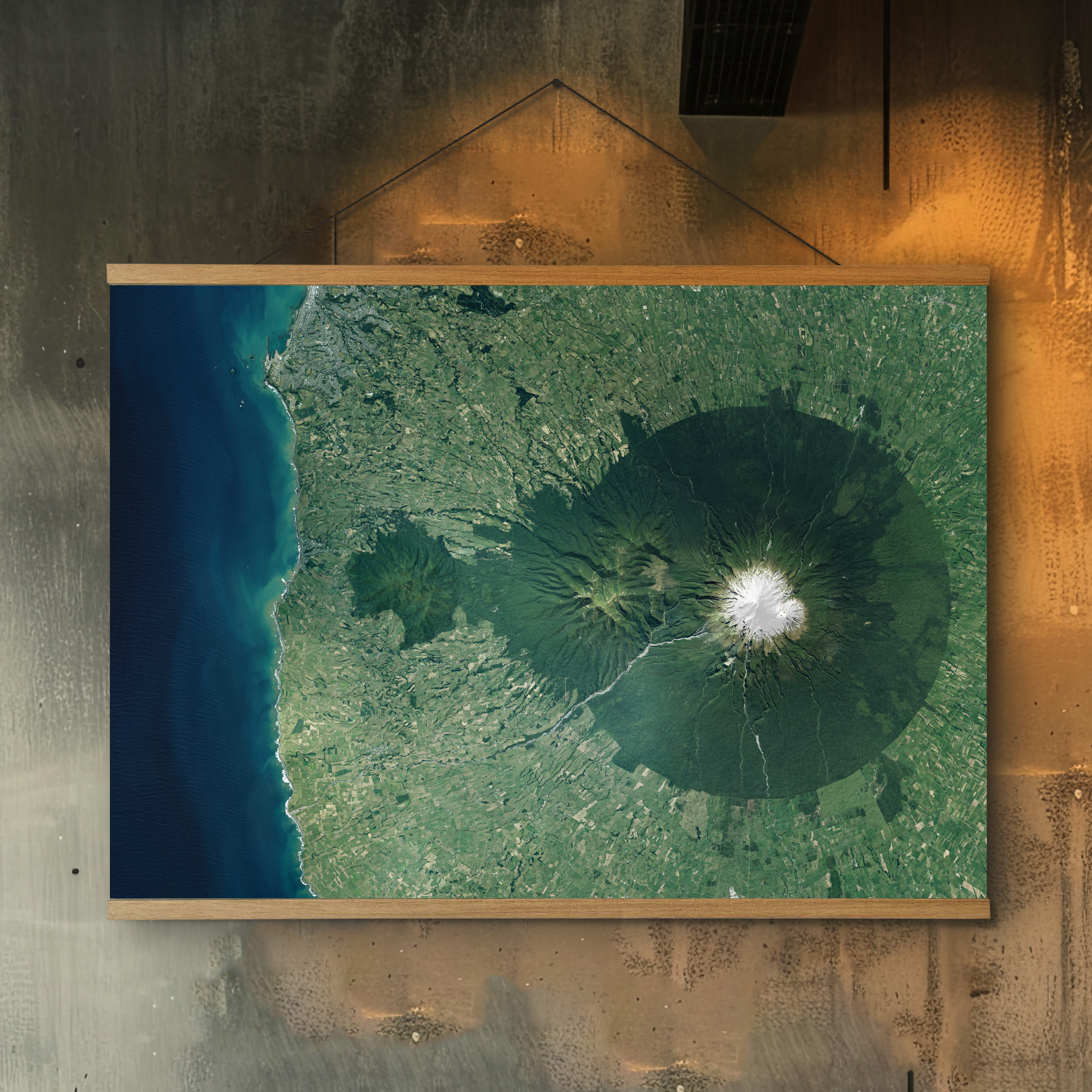 Mount Taranaki with Coastline – Aerial Art